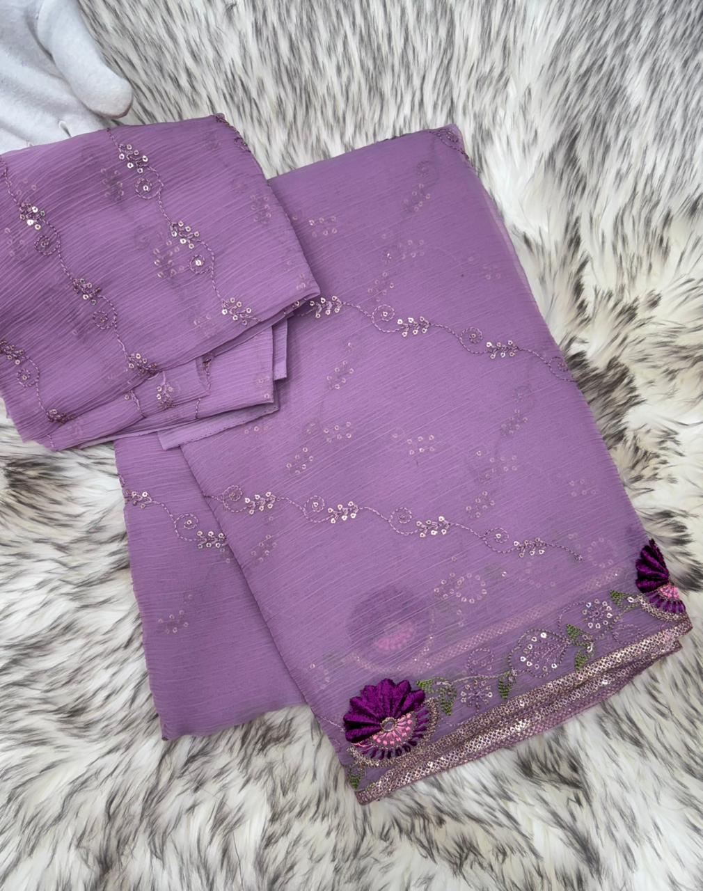 Fantabulous Partywear Waari Silk Fabric Sequence And Thread Work Fancy ...